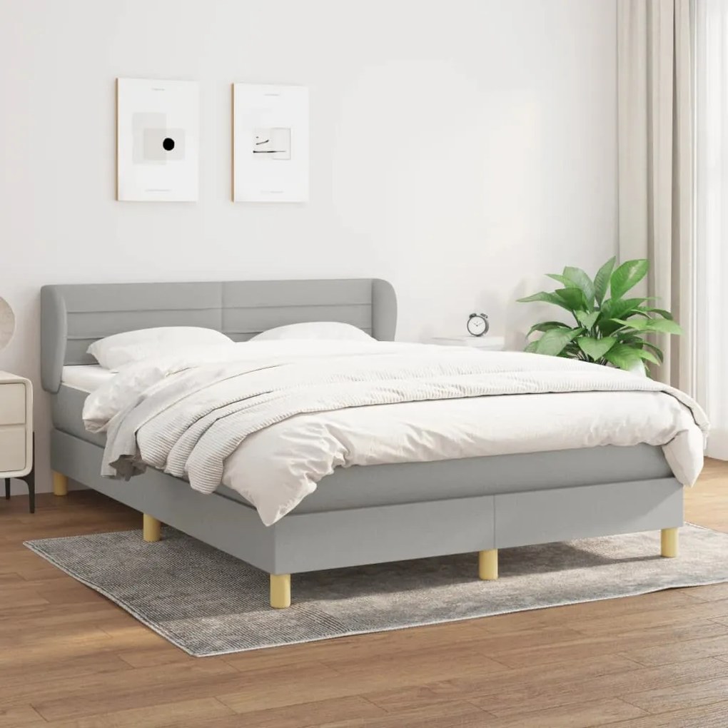 Box spring postel s matrací světle šedá 140 x 200 cm textil 3126885