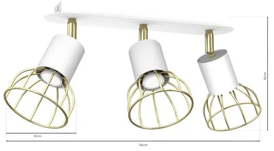 Bodové svítidlo DANTE 3xGU10/25W/230V bílá/zlatá