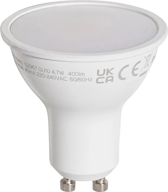 Sada 5 čirých LED žárovek GU10 50mm 4,7W 400 lm 2200-2400K