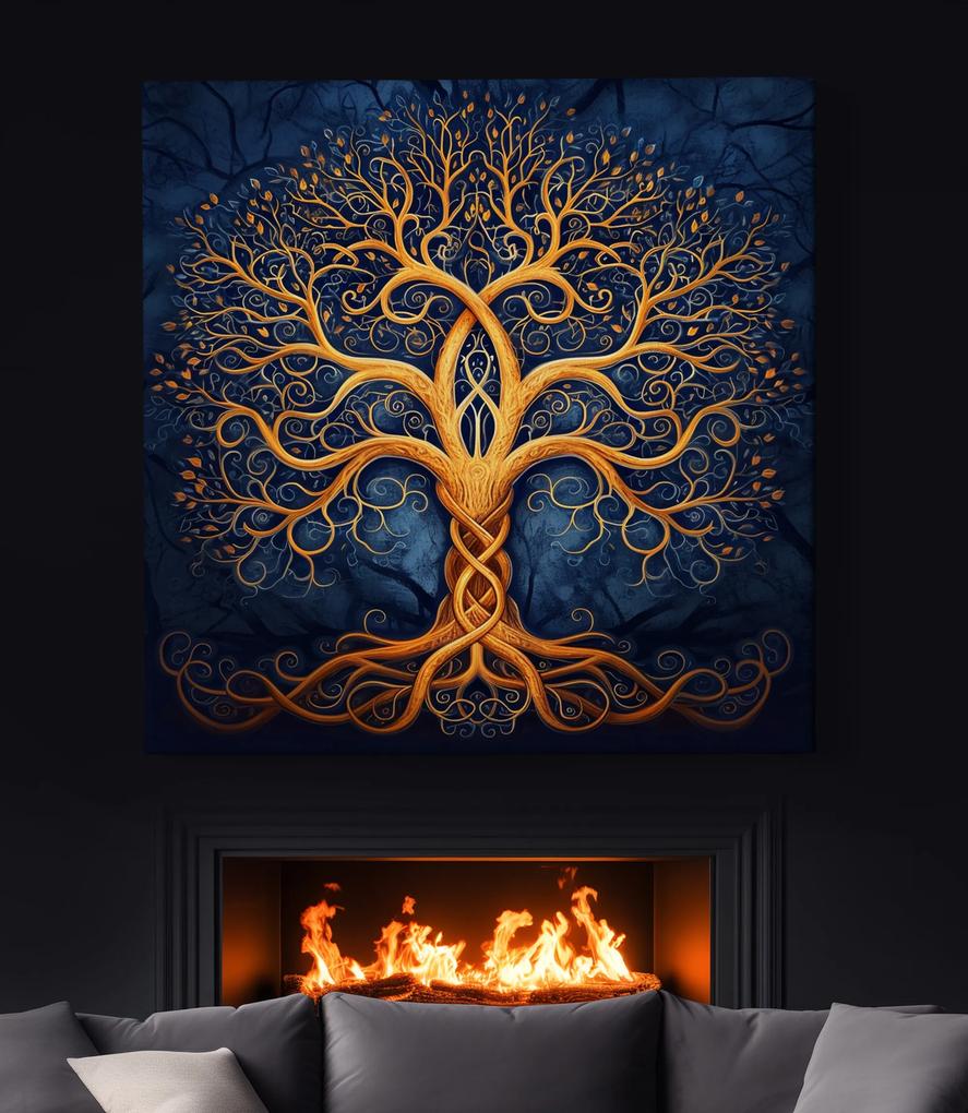 Obraz na plátně - Strom života Zlatá moudrost FeelHappy.cz Velikost obrazu: 100 x 100 cm
