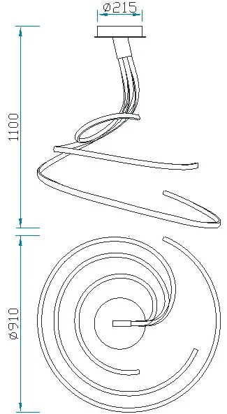 Mantra Nur Forja, moderní výkonné svítidlo 80W LED 2800K, hnědá, průměr 91cm, výška 110cm