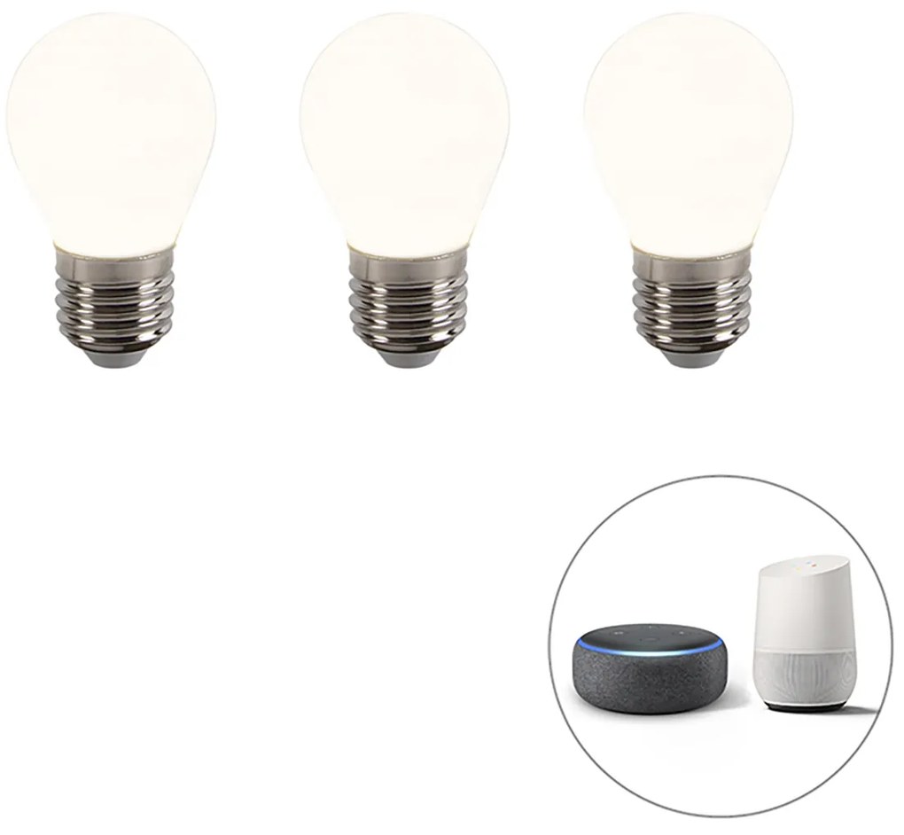 Sada 3 chytrých stmívatelných LED žárovek E27 P45 4,5W 400lm 2200-4000K