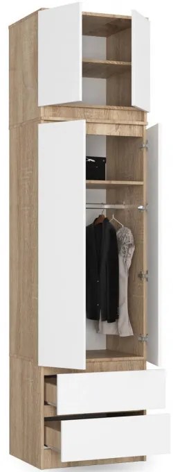 Skříň s nástavcem S 60 cm 2D 2SZ CLP dub sonoma / bílá