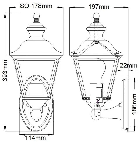 Kichler KL-BAY-SHORE1-M-Venkovní nástěnné svítidlo BAY SHORE 1xE27/60W/230V IP44