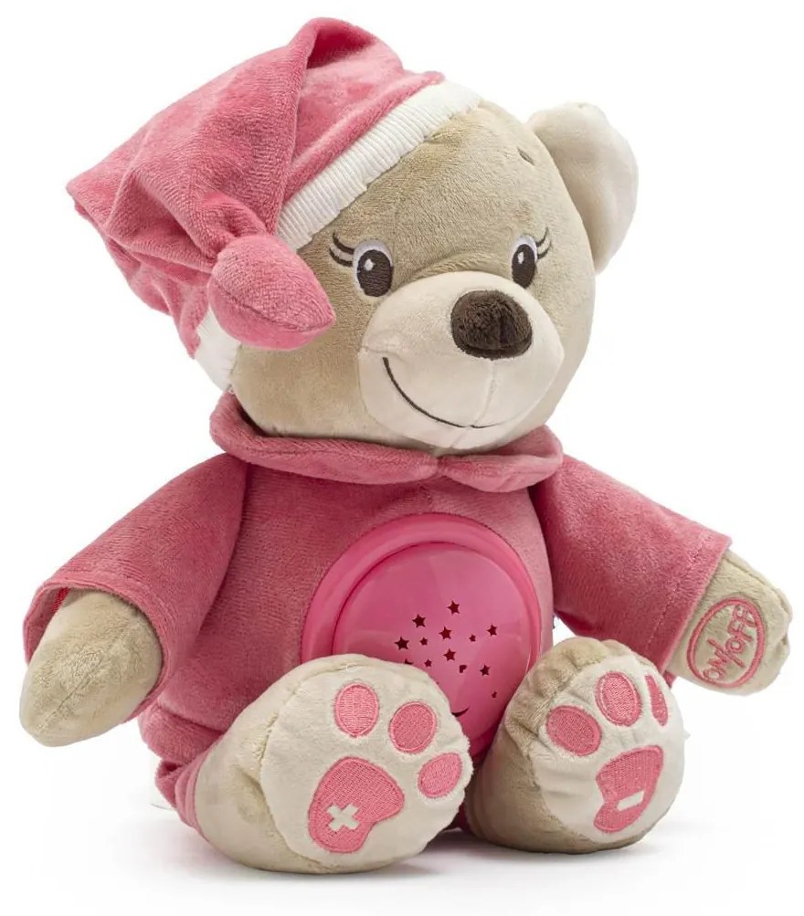 Plyšový usínáček medvídek s projektorem Baby Mix růžový Barva: Růžová