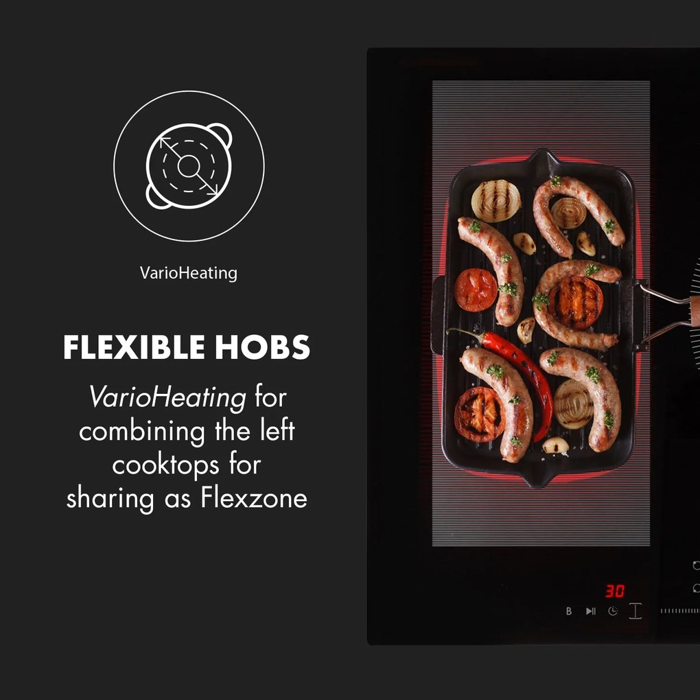 Klarstein Delicatessa 3 Flex, indukční varná deska, 6600 W, 3 zóny, sklokeramika, černá
