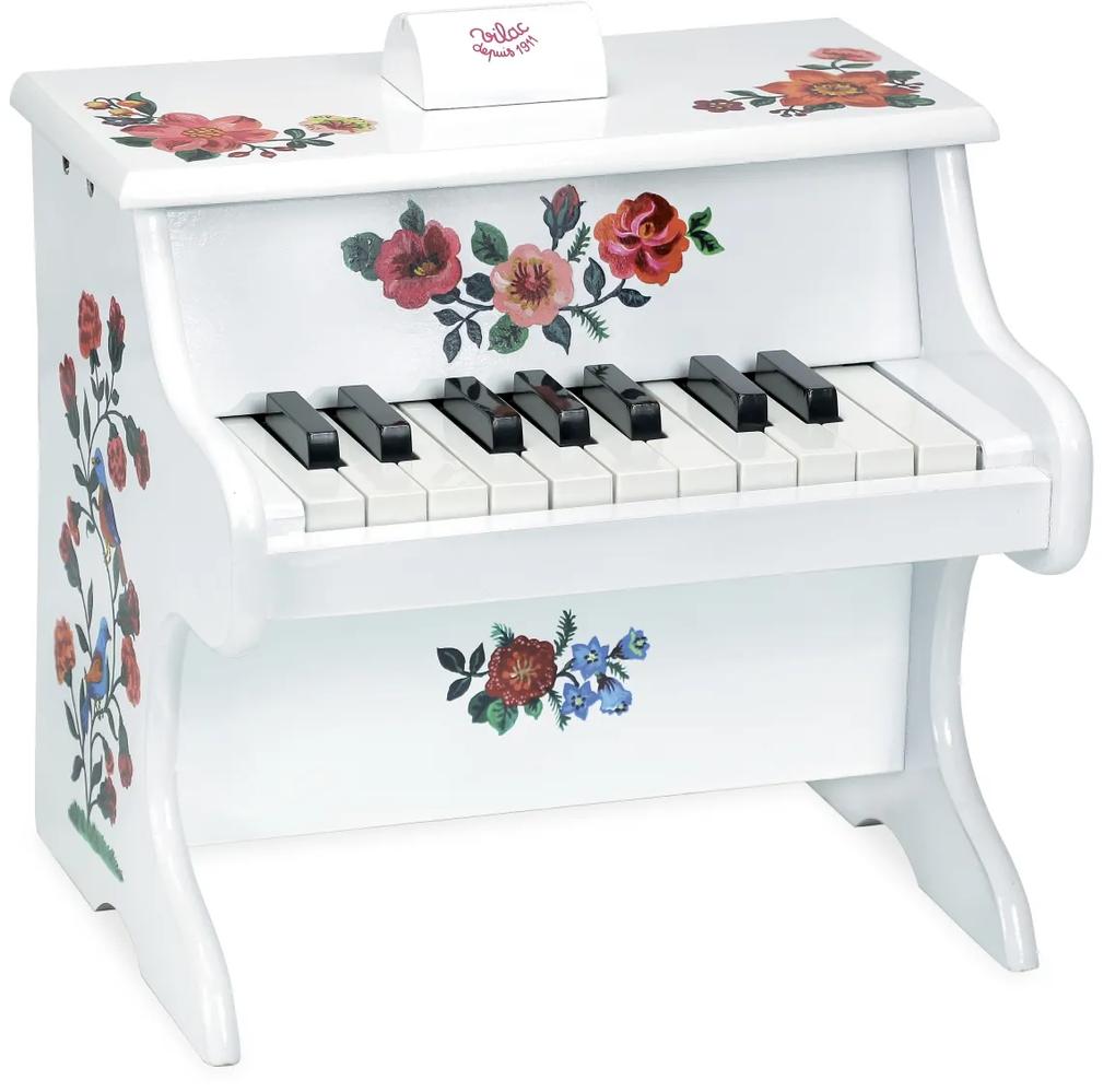 Bílé dětské piano s malovanými květy