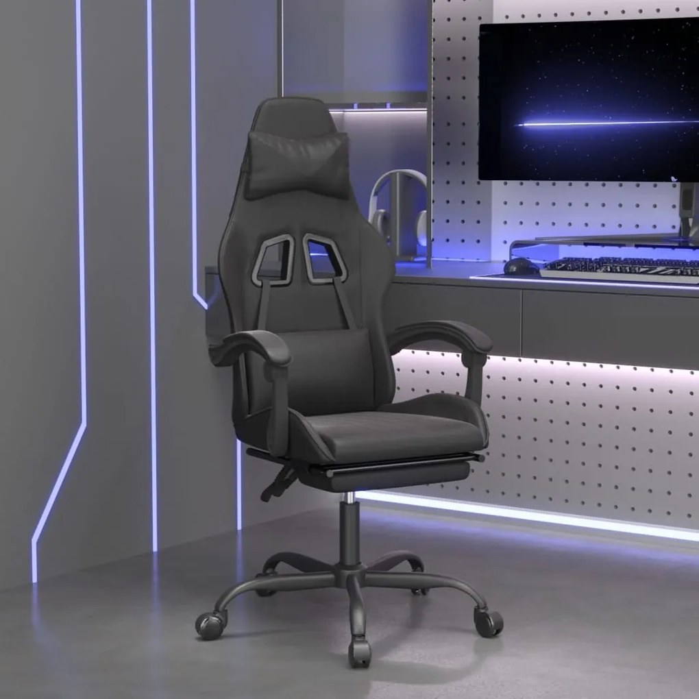 Herní židle s podnožkou černá umělá kůže 3143838