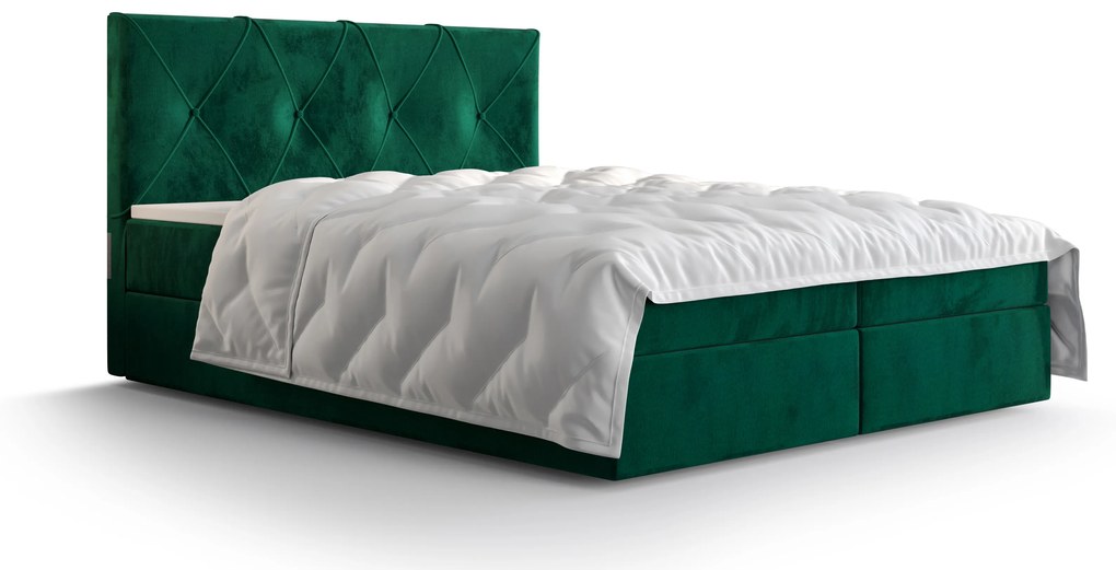 Manželská postel Boxspring 180 cm Athena Comfort (olivová) (s matrací a úložným prostorem). 1055768