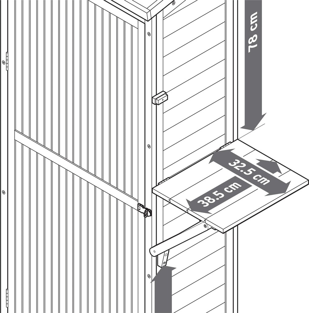 Tchibo - Velká zahradní skříň se sklopnou boční policí - barva: hnědá