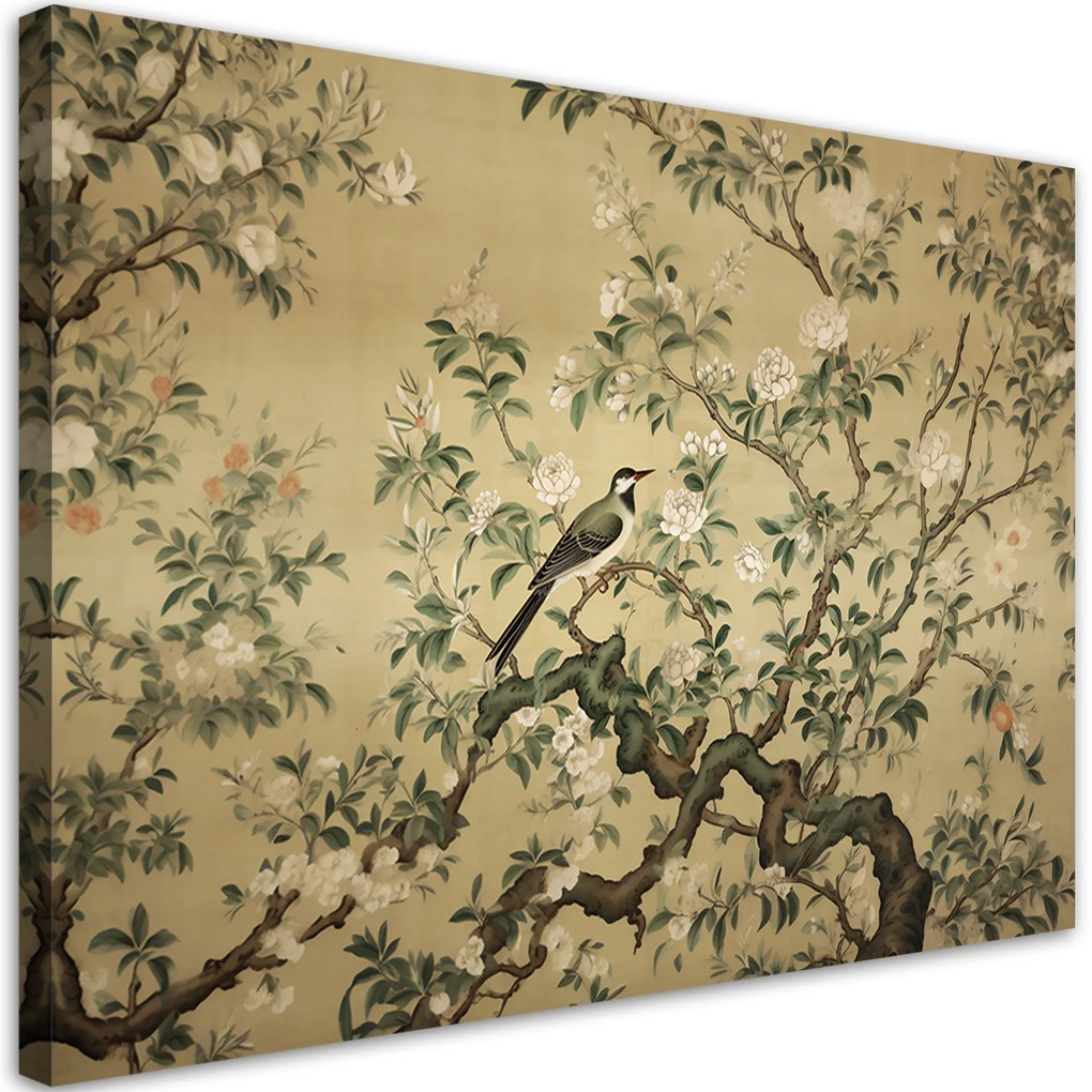 Gario Obraz na plátně Pták na stromě s květinami Rozměry: 60 x 40 cm