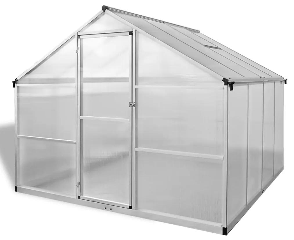 vidaXL Zpevněný hliníkový skleník s podkladovým rámem 6,05 m²