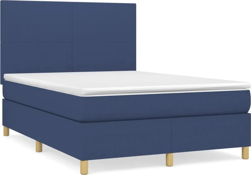 Box spring postel s matrací modrá 140x200 cm textil 3142183