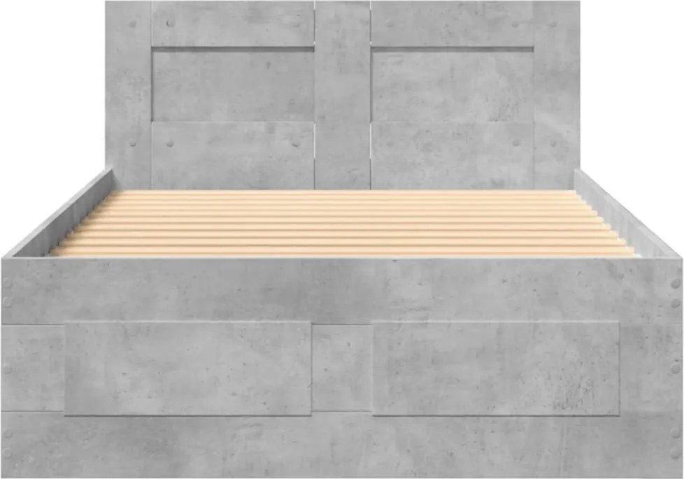 Rám postele s čelem betonově šedý 75 x 190 cm kompozitní dřevo 3295621