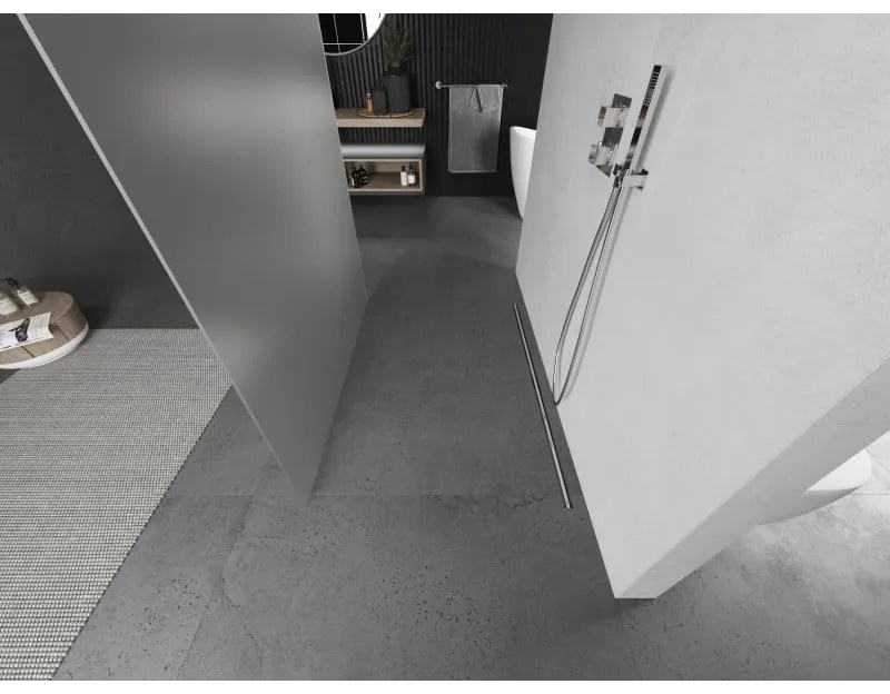 Mexen Kioto, sprchová zástěna Walk-In 140 x 200 cm, 8mm sklo námraza, broušená ocel profil, 800-140-002-97-30