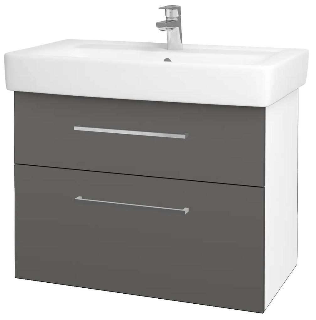 Dřevojas Koupelnová skříň Q MAX SZZ2 80 Varianta: M01 Bílá mat / Úchytka T02 / M01 Bílá mat