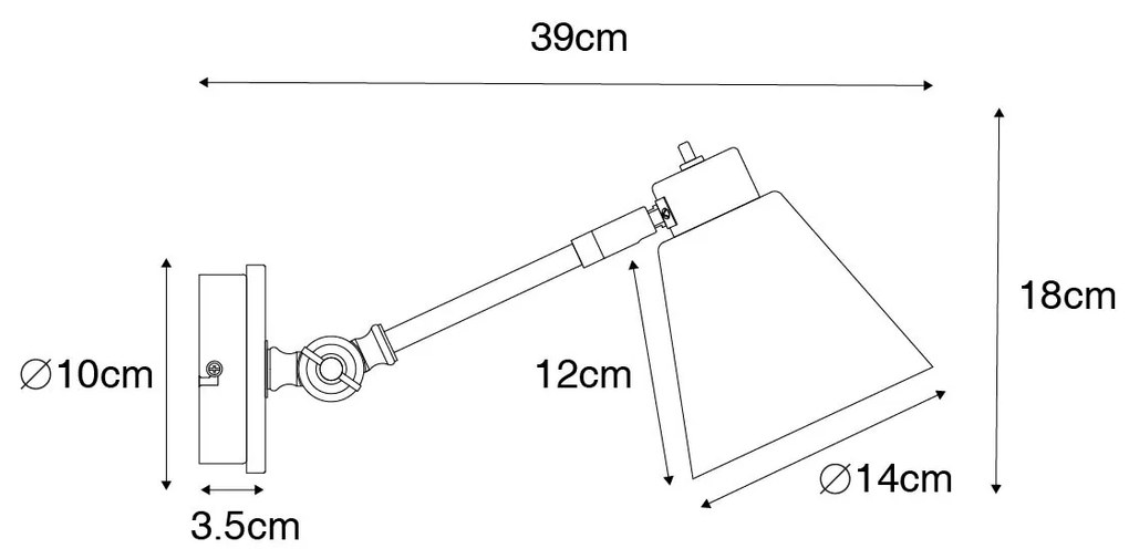 Nástěnné svítidlo v art deco stylu bronzové s mramorem a jantarovým sklem - Nina
