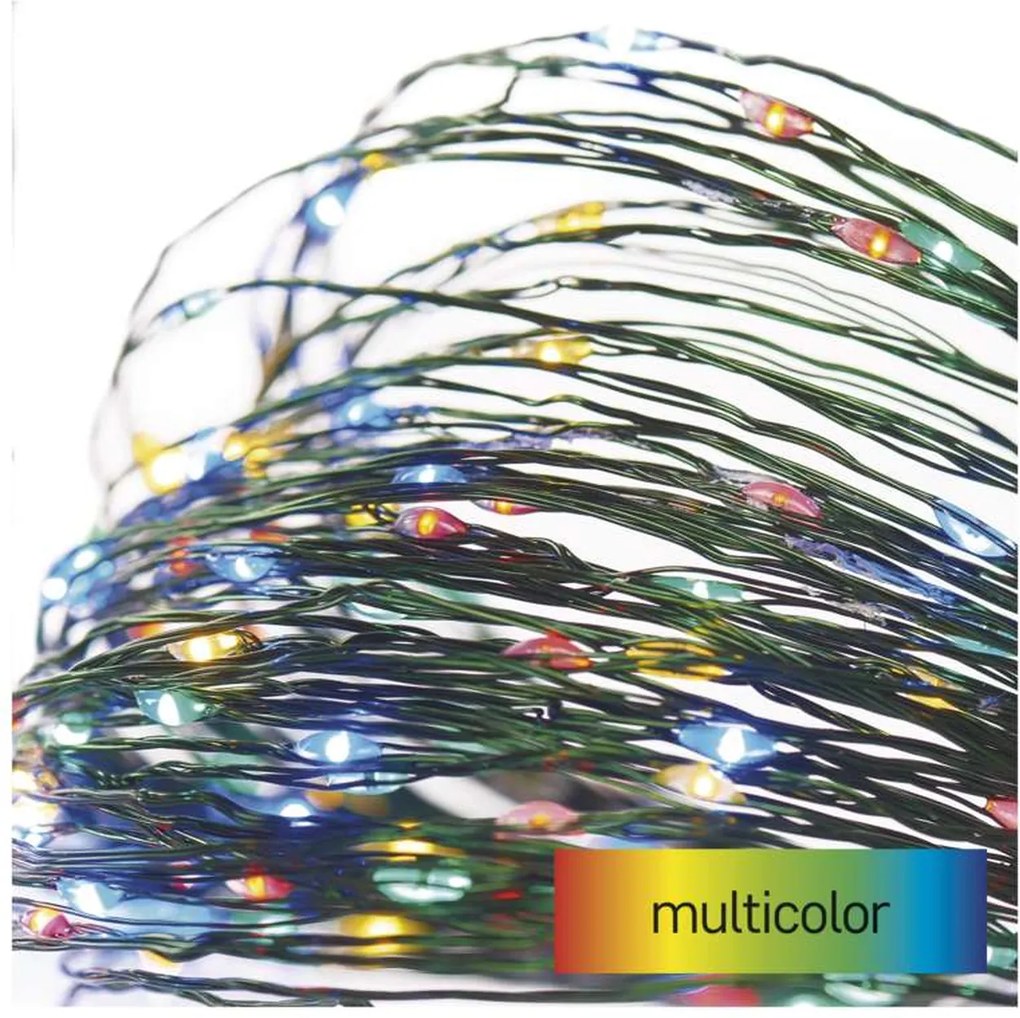 EMOS LED vánoční nano řetěz zelený multicolor 15m D3AM03