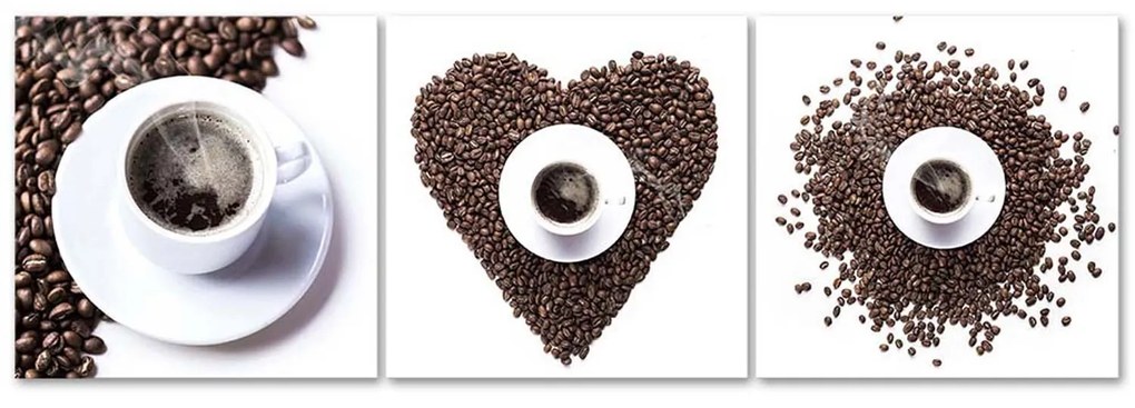 Gario Sada obrazů na plátně Coffee heart - 3 dílná Rozměry: 90 x 30 cm