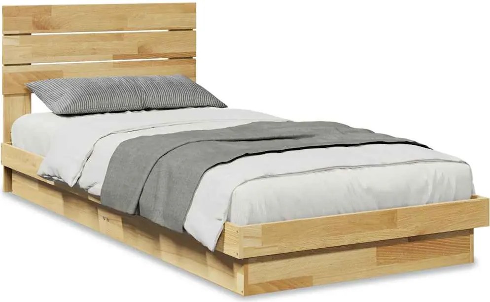 Rám postele s čelem bez matrace 75x190 cm Dubový masiv 3315747
