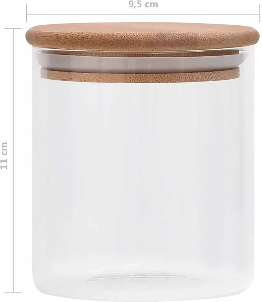 Skleněné dózy s bambusovým víčkem 6 ks 600 ml 150694