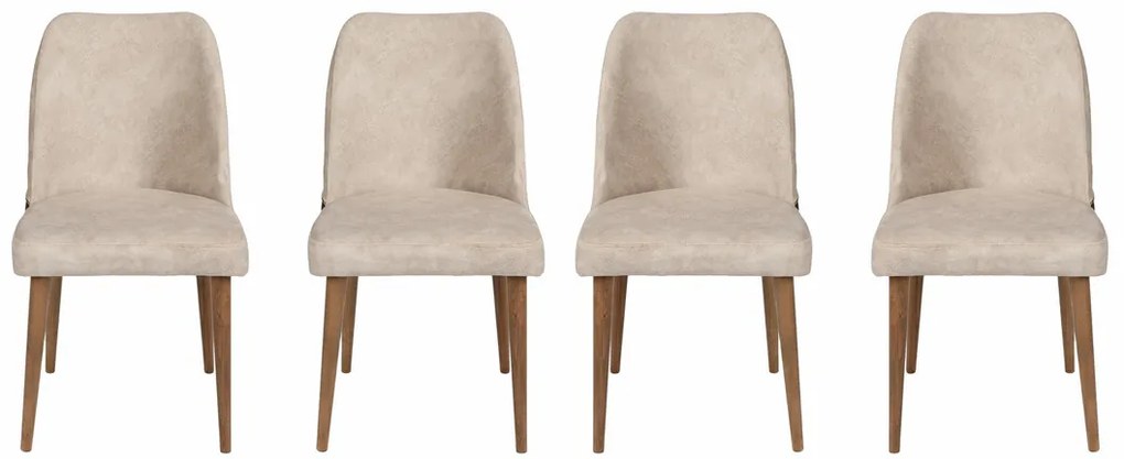 Sada jídelních židlí Nova Cream and Walnut, 4 ks