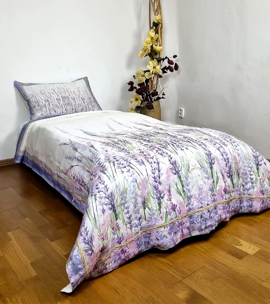 Lenbutik Povlečení Levandule s páskem Povlečení velikost: přikrývka 140x220+1 polštář 50x70