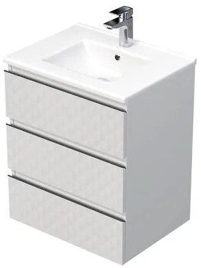 Koupelnová skříňka s umyvadlem SAT Cube Way 60x71x46 cm bílá mat CUBE3D603ZBMOD