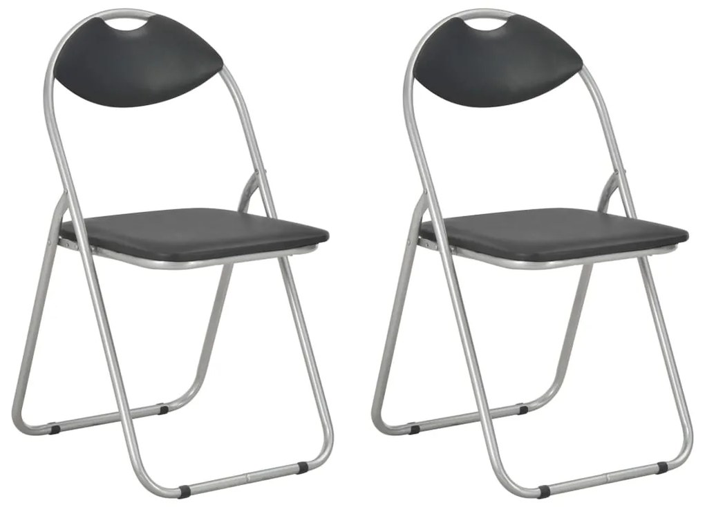 Skládací židle 2 ks, černá, umělá kůže 284407