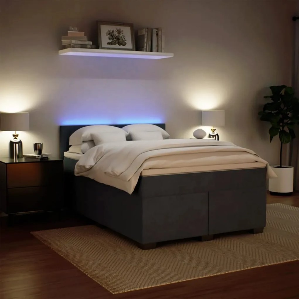 Box spring postel s matrací tmavě šedý 140 x 190 cm samet 3288601