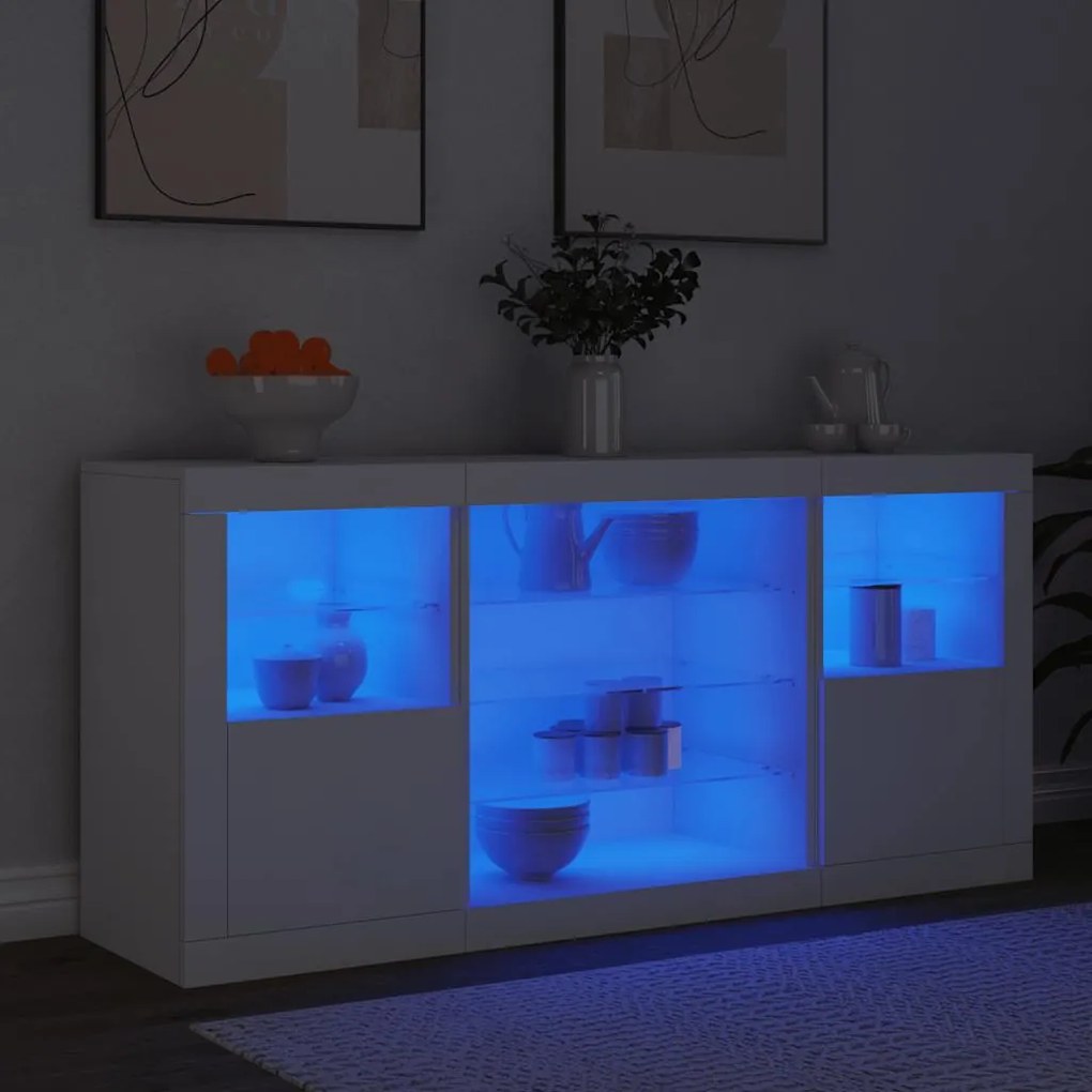 Příborník s LED osvětlením bílý 142,5 x 37 x 67 cm 3209086