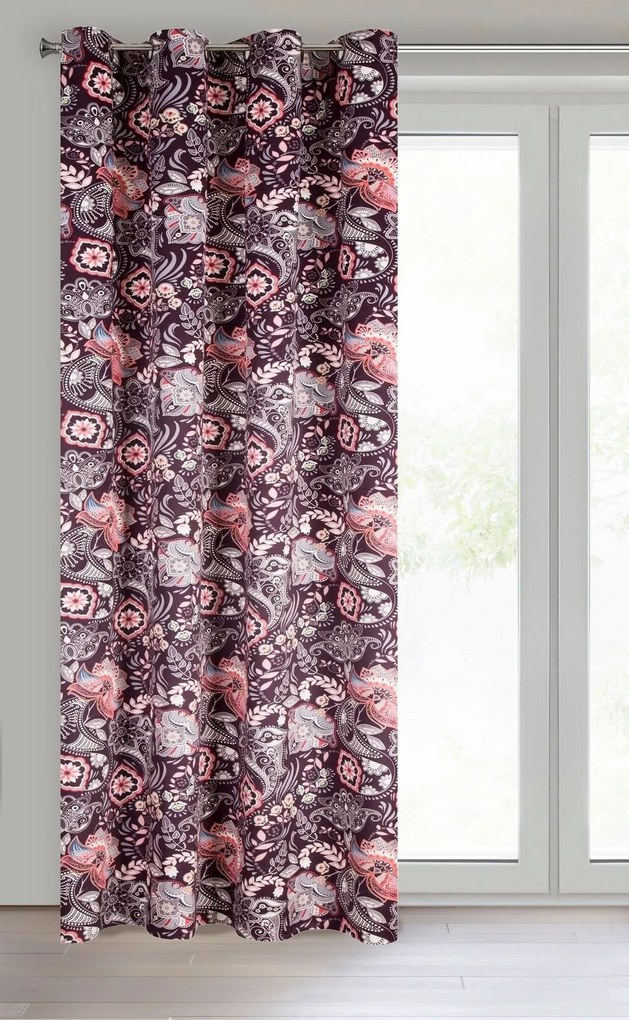 ZATEMŇOVACÍ ZÁVĚS NA KROUŽCÍCH MIREI 140X250 CM VZOROVANÁ