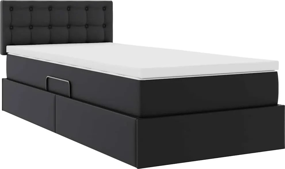 Postel s úložným prostorem a matrací s čelo Černá 100 x 200 cm 3370381