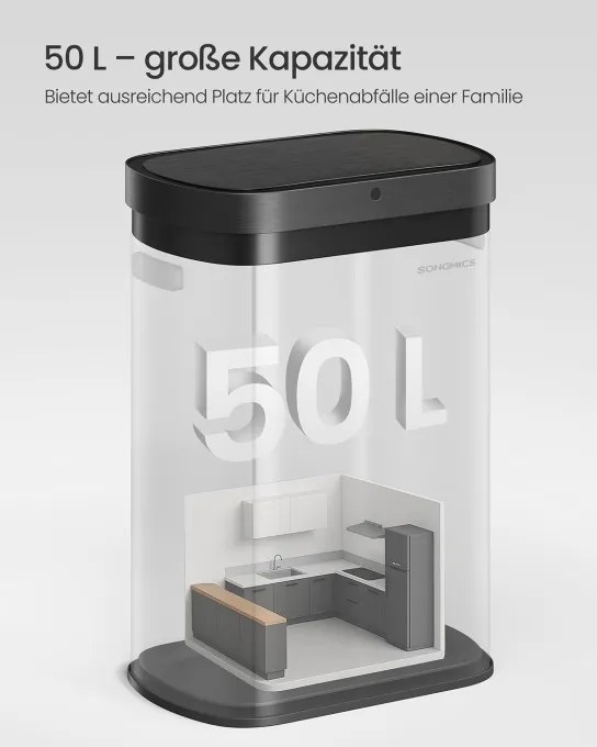 Automatický odpadkový koš 50 l SONGMICS LTB640E01 stříbrný