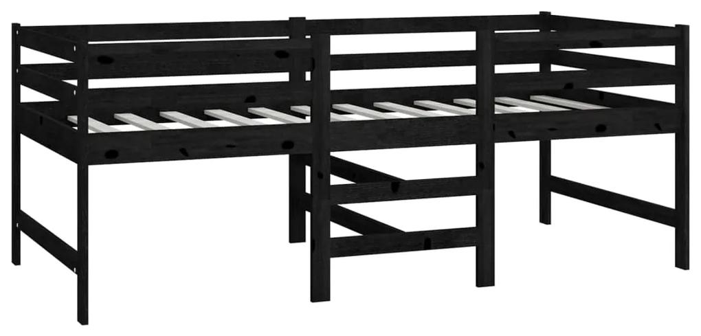 Středně vysoká postel černá masivní borové dřevo 90 x 200 cm - Default Title