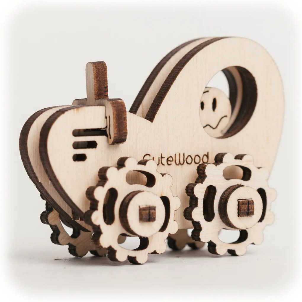 CuteWood Dřevěné 3D puzzle Traktor