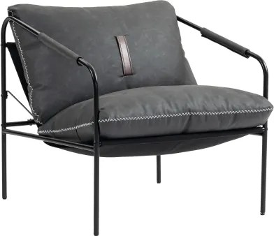 HOMCOM moderní lounge křeslo, polstrované čtecí křeslo z umělé kůže, snímatelné potahy, antracitově šedé