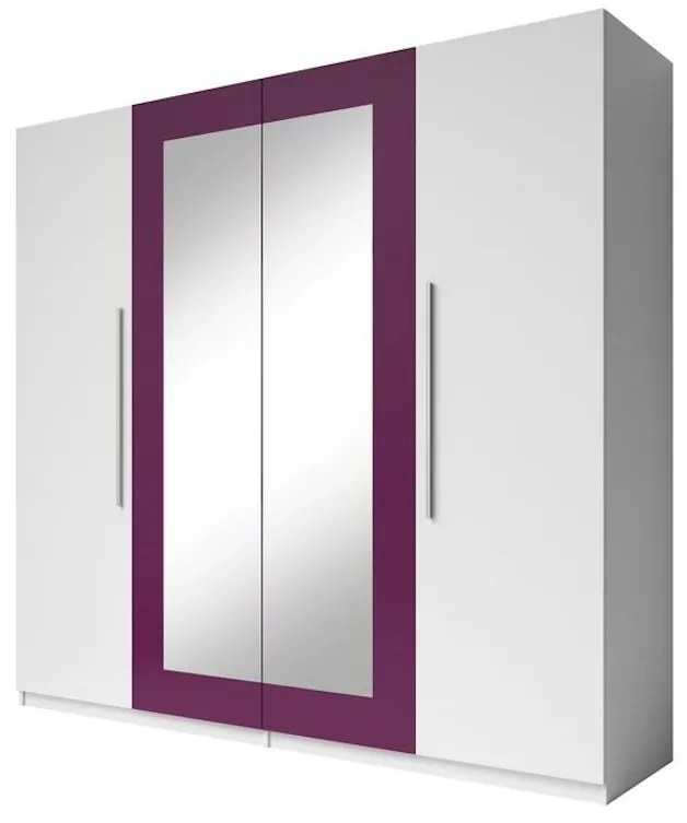 VERA - Šatní skříň se zrcadlem (20), bílá/lila