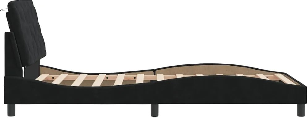 Rám postele s LED bez matrace černý 100 x 200 cm samet 3213839