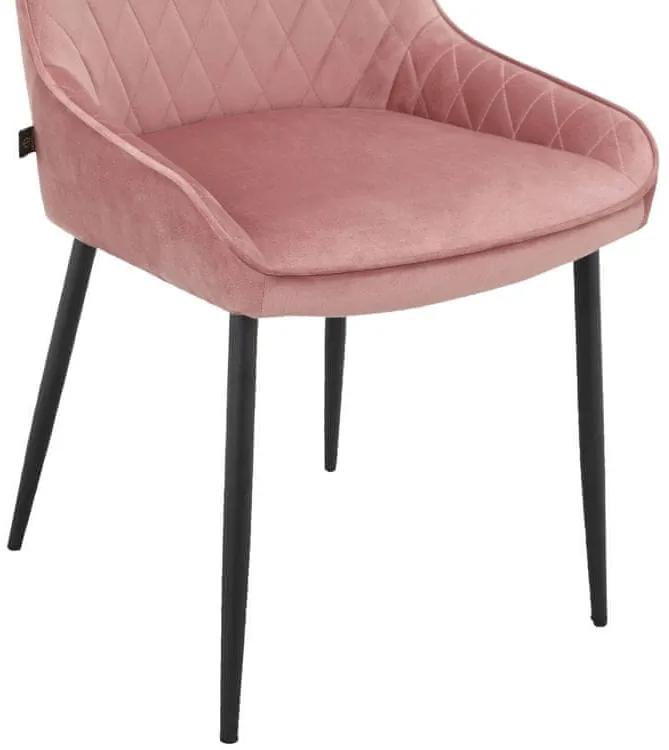 Danish style Jídelní židle Maya (SET 2 ks), samet, růžová