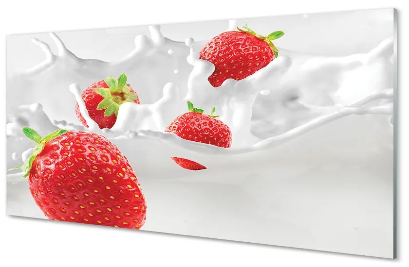 Obraz na skle jahodové mléko 140x70 cm