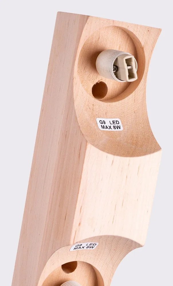 Bílé/v přírodní barvě stropní svítidlo z masivního dřeva se skleněným stínidlem ø 12 cm Solum – Sollux