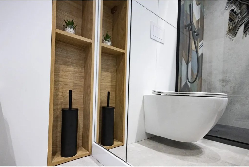 Laveo Miri, toaletní WC kartáč na postavení, černá, LAV-ALM_750S