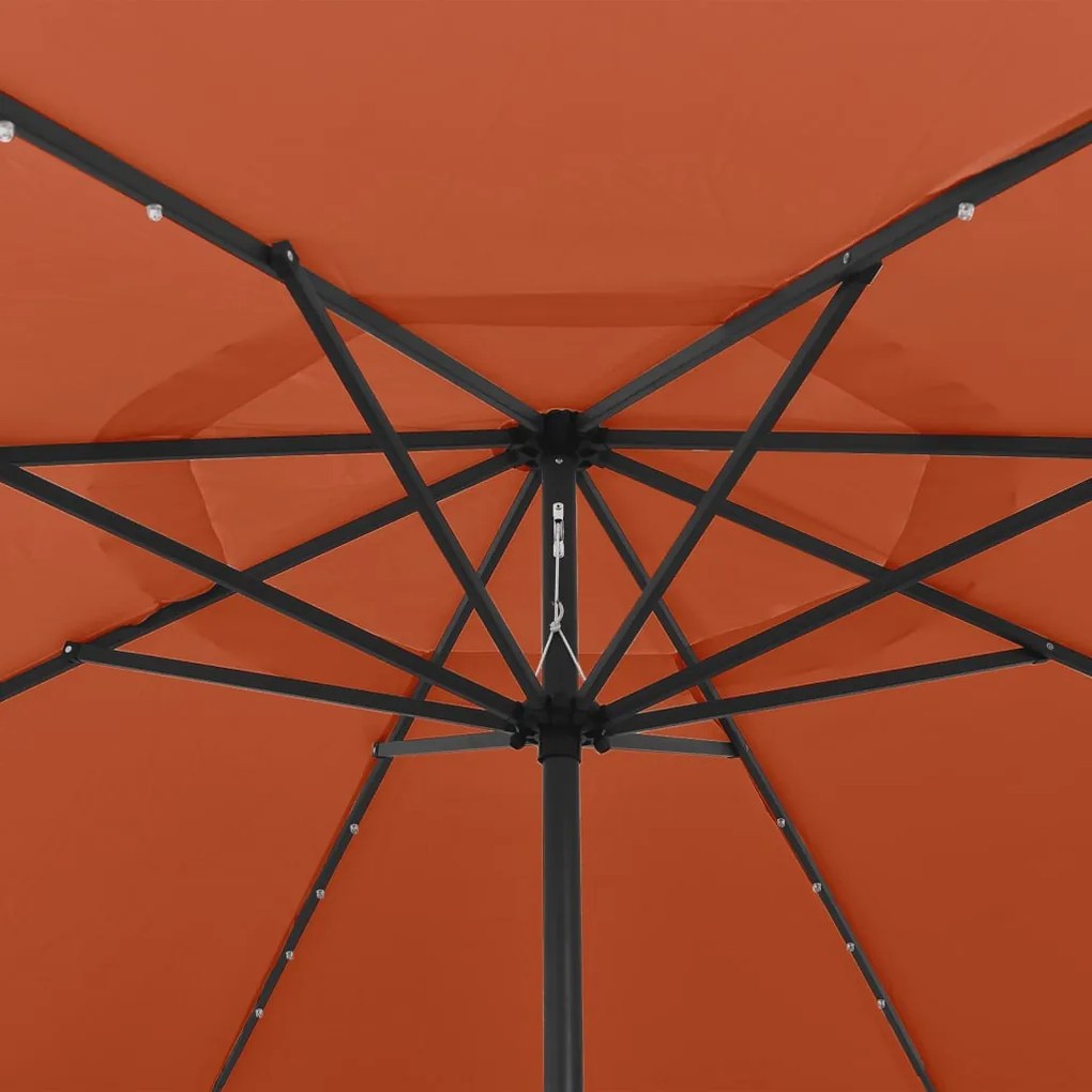 Zahradní Slunečník S Led Osvětlením 400 Cm Terakotový