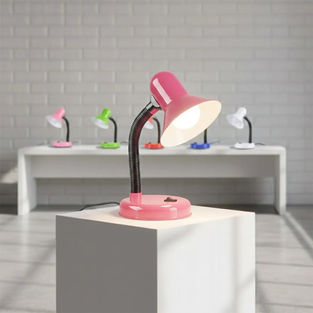 Stolní lampa Mentor, 1x růžové stínítko, p