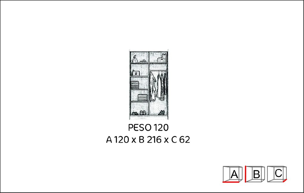 Arkos meble Skříň Peso 120 Barva: kaštan wenge