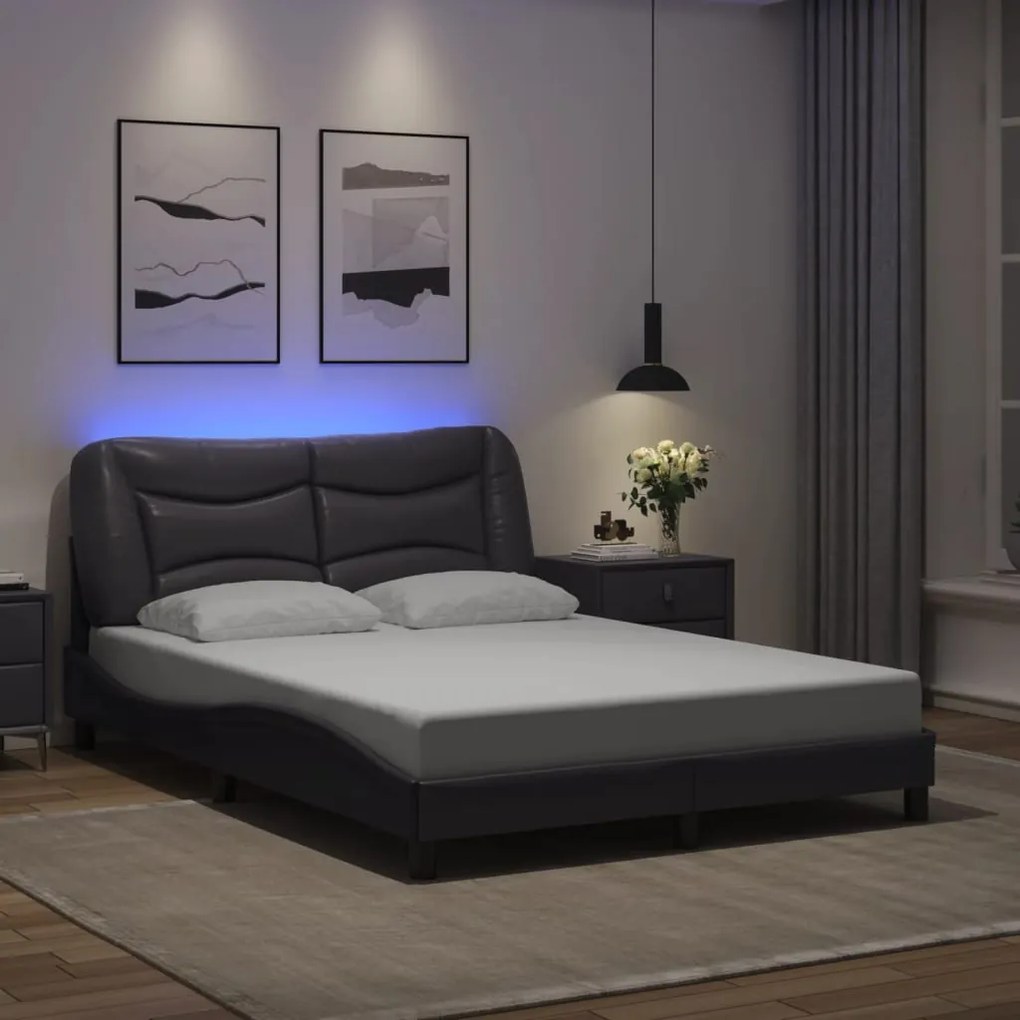 Rám postele s LED bez matrace Hvar šedý 140 x 190 cm 3213930