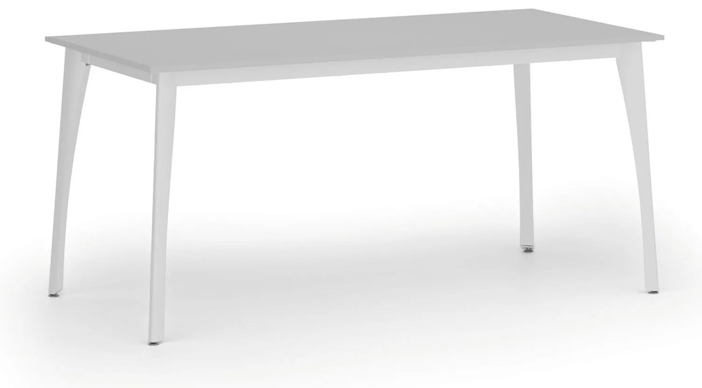Jednací kancelářský stůl PRIMO OMEGA, 160x80 cm, bílá podnož, šedá