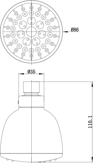 Novaservis - Pevná sprcha průměr 86 mm chrom, RUP/124,0
