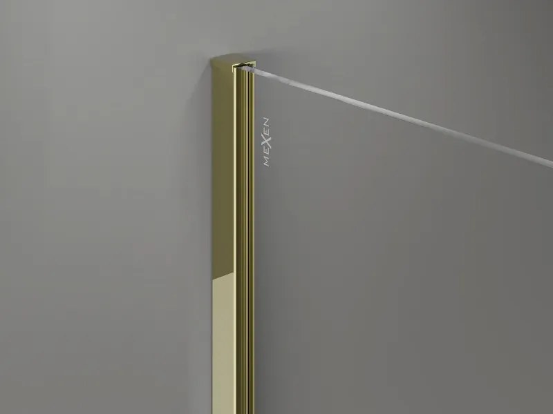 Mexen, Mexen Kioto-X sprchová stěna 90 x 200 cm, grafit 10 mm, zlatá - 800-090-101-50-40-X